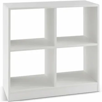 Costway Costway - Biblioth&egrave;que &Eacute;tag&egrave;re Rangement &agrave; 3 Niveaux avec 4 Compartiments Ouverts, Meuble Cube de Rangement en Bois 73 x 33 x 73cm Blanc