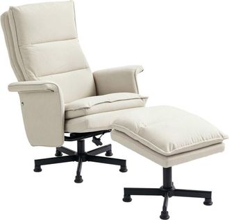 HOMCOM Fauteuil de relaxation - HOMCOM - massant - repose-pieds et t&eacute;l&eacute;commande - tissu aspect lin - 78x93x99cm - beige