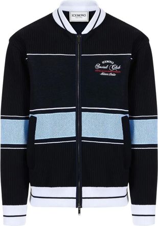 Iceberg Homme, Pulls, Bleu, Taille: L Veste Coupe Standard en Tricot Jacquard