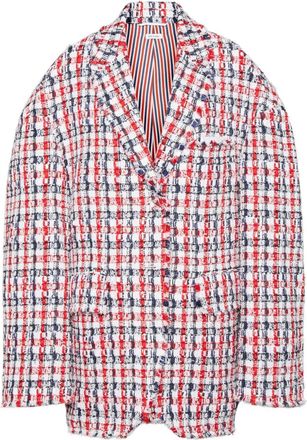 Thom Browne Tweed-Jacke mit Vichy-Karomuster - Rot