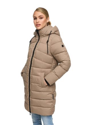 Marikoo Damen Wintermantel (S-3XL) - gesteppt, abnehmbare Kapuze - N075 - TauGrey Gr&ouml;&szlig;e 3XL - Gr.3XL