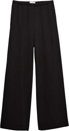 Marks and Spencer Pantalon Coupe Large en cr&ecirc;pe &agrave; Taille &eacute;lastique Noir Femmes UK 18 (EU 46)