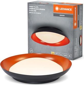 Ledvance Orbis Plate LED-Deckenleuchte, schwarz-orange, 35W, 1700lm, 3000K, 430mm, 830 freundliches Warmweiß, durch Kicken in 3-Stufen dimmbar, IP20 Schutz, Mo