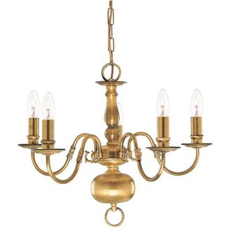 Searchlight Searchlight - flemish - 5LT Lustre chandelier 5 branches Laiton antique E14 max 5x60w Diam 52cm