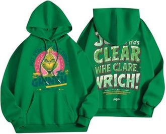Generic Le Grinch Sweat Femme A Capuche The Deguisement Pilou Vêtements Hiver De Vetement Noël Plaid Sweatshirts Costume Oversize Chaud Noel Pulls Pyjama Moch