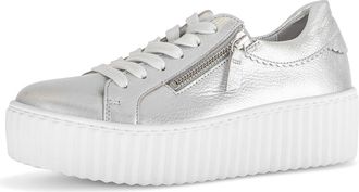 Gabor Damen Low-Top Sneaker, Frauen Halbschuhe,Turnschuhe,Laufschuhe,Freizeit,sportlich,straßenschuhe,Strassenschuhe,Silber,38.5 EU / 5.5 UK