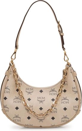 MCM Mcm, Femme, Sacs, Beige, Taille: ONE Size Aren Crescent Hobo Bag