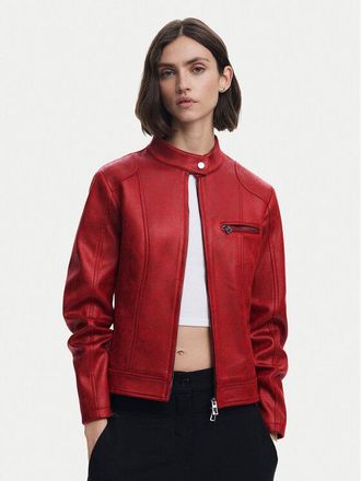 Desigual Lederjacke 25SWEW46 Rot Regular Fit