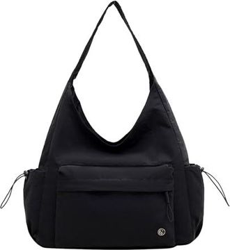 Generic Sac &agrave; bandouli&egrave;re polyvalent en nylon tendance pour femme, shopping, voyage, quotidien, Noir, 400.00x250.00x150.00mm/15.75x9.84x5.91inch