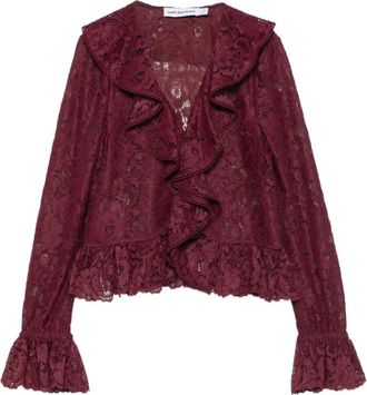 Self Portrait Femme, Blouses et Chemises, Rouge, Taille: 38 FR Haut Plum Lace Ruffle