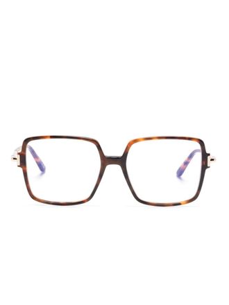 Tom Ford Eyewear lunettes de vue carrées à effet écailles de tortue - Marron