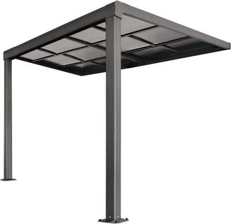 Vente-Unique Vente-Unique - Pergola adoss&eacute;e en aluminium 9 m&sup2; - Toit coulissant r&eacute;tractable - Couleur anthracite - R&eacute;sistance au vent jusqu&agrave; 100 km/h
