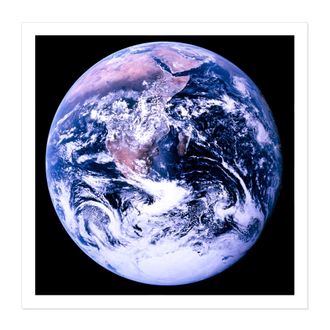 Fine Art Prints Space NASA Earth Apollo 17 Blue Marble Photograph Square Wooden Framed Wall Art Print Picture 16X16 Inch Platz Blau Fotografieren Holz Wand Bild