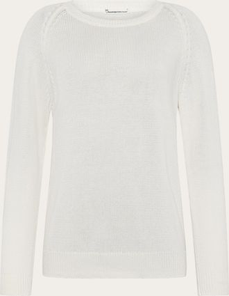 Knowledge Cotton Apparel Damen vegan Pullover Damen Rundhalsausschnitt Egret Wei&Atilde;Y