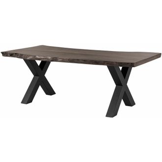 Massivmoebel24 Baumtisch Akazie 180x90x77 grau lackiert / X-Beine anthrazit matt FREEFORM 5