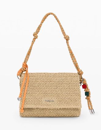 Desigual Sac en raphia de taille moyenne &agrave; charms - Beige-Neutral