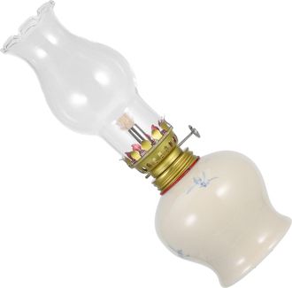 Soimiss Keramik &Ouml;llampe Vintage &Ouml;l Lampe f&uuml;r Innenr&auml;ume Nostalgische Petroleumlampe mit Glas Globe Winddicht Klassische Notbeleuchtung und Dekoration f&uuml;r Zuha