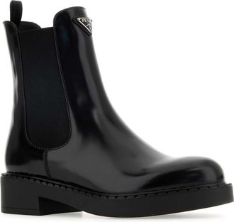 Prada Womens Black Leather Ankle Boots Nero Mocassini Loafers