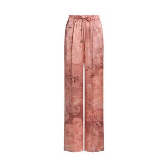 Kiton Bedruckte Hose aus reiner Seide - - Trousers - Damen - Rosa - XS