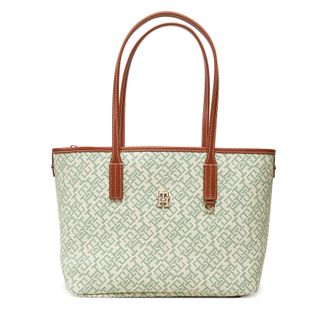 Tommy Hilfiger Handtasche Tommy Hilfiger Th Monoplay Leather Mini Tote AW0AW17415 Grün