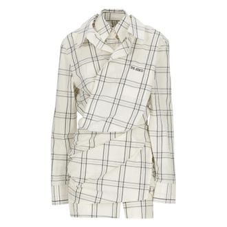 The Attico Femme, Robes, Multicolore, Taille: 36 FR Robe chemise &agrave; carreaux asym&eacute;trique