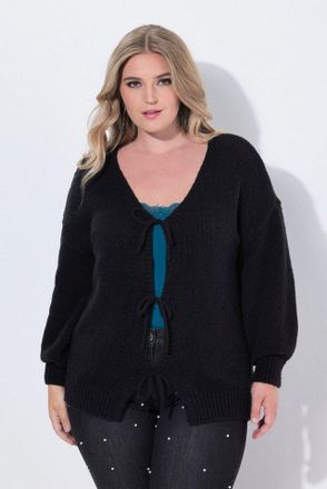 Miamoda Strickjacke Strickjacke Loose Fit Schleifenverschluss