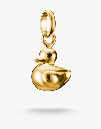 Thomas Sabo Charm-Anh&auml;nger Ente Connect goldplattiert in Gold, Schwarz