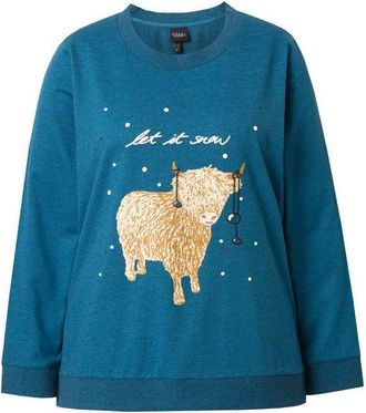 Ulla Popken Sweatshirt Sweatshirt Let it Snow Pailletten Rundhals Langarm
