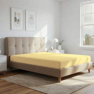 Pizuna Baumwoll-Spannbettlaken mit Fadenzahl 800 Mildes Gelb 150x200, 100% langstapeliges Baumwoll-Spannbettlaken, Mako-Satin-Gewebe-Bettlaken ideal f&uuml;r Matr