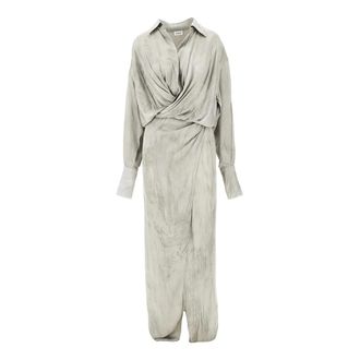 Andamane Paloma Maxi Hemdblusenkleid - - Dresses - Damen - Grau - S