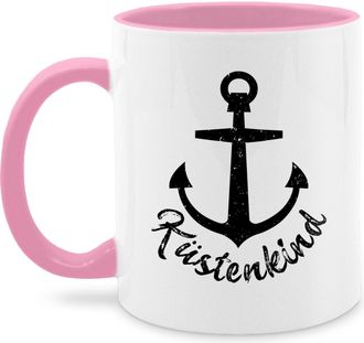 Shirtracer Tasse Tassen 325ml - Statement - Küstenkind mit Anker - schwarz - 325 ml - Rosa - maritim kaffetassen sprüche statements maritime kaffeetasse statemen