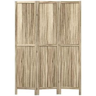 HOMCOM Paravent en Bois de Paulownia 3 Panneaux 120 x 170 cm s&eacute;parateur de pi&egrave;ce cloison de s&eacute;paration Pliable - Naturel