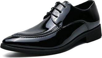 Generic Chaussures Oxford classiques &agrave; lacets en cuir verni pour homme, Noir, 42 2/3 EU