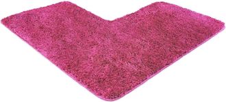 WohnDirect Badezimmerteppich L Form Pink - Badematte rutschfest 50x100x100 cm - Badteppich Set für Eckdusche, waschbar