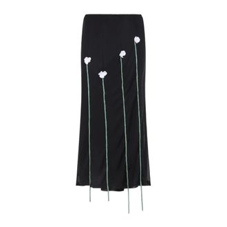Moschino Femme, Jupes, Noir, Taille: 36 FR Floral-Embellishment Midi Skirt