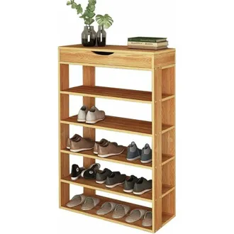 Soges Meuble &agrave; chaussures &eacute;tag&egrave;re de Chaussures de Rangement en Bois de 5 Niveaux, Porte-Chaussures Meuble &agrave; Chaussures Portant de Stockage &agrave; lEntr&eacute;e pour