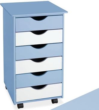TecTake Caisson de Bureau 65 x 36 x 40 cm Caisson à roulettes Bois Bureau Enfant Tour de Rangement à tiroirs Organisation Bureau Rangement sous Bureau Range D