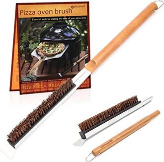 Pizzacraft Brosse pour Four &agrave; Pizza - Brosse de Nettoyage pour Pierre &agrave; Pizza, Poils en Fibres de Tige de Palmier pour &Eacute;viter Les Rayures, Outil de Nettoyage pou