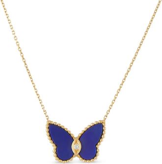 Van Cleef & Arpels Papillon diamond and lapis lazuli necklace - Gold