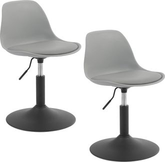 Woltu 2er Set Verstellbarer Sitzhocker Stuhl Arbeitshocker Bürohocker Esszimmerstuhl Schminkhocker Homeoffice Kommerzieller Shop Mehrzweck PU Grau Sitz 39,5