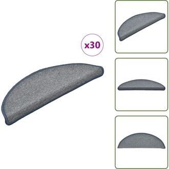 vidaXL Stufenmatten 30 Stk. Hellgrau und Blau 56x17x3 cm - Stufenmatte - Stufenmatten - Treppenmatte - Treppenschoner