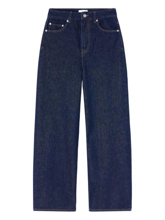 Ganni jean &agrave; patch logo - Bleu