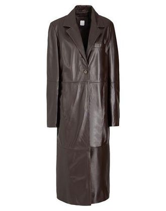 8 by YOOX LEATHER SINGLE-BREASTED MAXI COAT