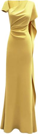 Gemy Maalouf asymmetrical-neck gown - Gelb