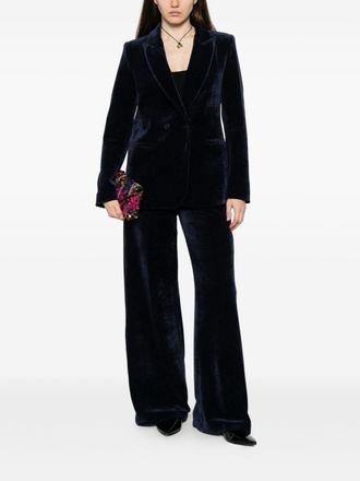 Forte_Forte Velvet Double-Breasted Blazer - Navy