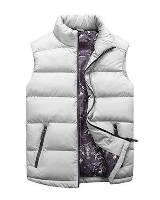 LaoZanA Homme Hiver Manteaux Doudoune sans Manche Gilet Chaud Blouson Veste Beige 7XL