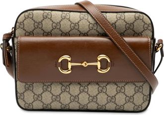 Gucci 2016-2025 Small GG Supreme Horsebit 1955 crossbody bag - Braun