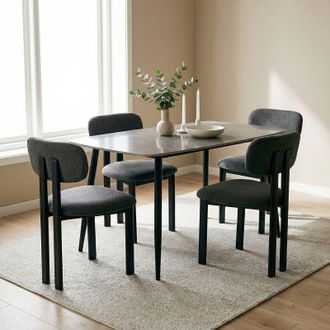 IDIMEX MORA/FRANCA Essgruppe mit Tisch und 4 St&uuml;hlen, Schwarz/Dunkelgrau - Essgruppe mit 4 St&uuml;hlen, Keramik Esstisch 140 x 80 cm, Esszimmerm&ouml;bel Set, ideal f
