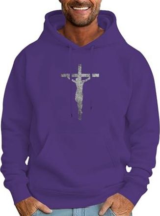 Generic Pull &agrave; capuche pour homme, sweat-shirt classique &agrave; imprim&eacute; crois&eacute; avec cordon de serrage, manches longues, v&ecirc;tements de loisirs, streetwear, extensibl