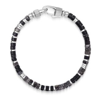 Nialaya Homme, Accessoires, Gris, Taille: L Midnight Onyx Heishi Bracelet